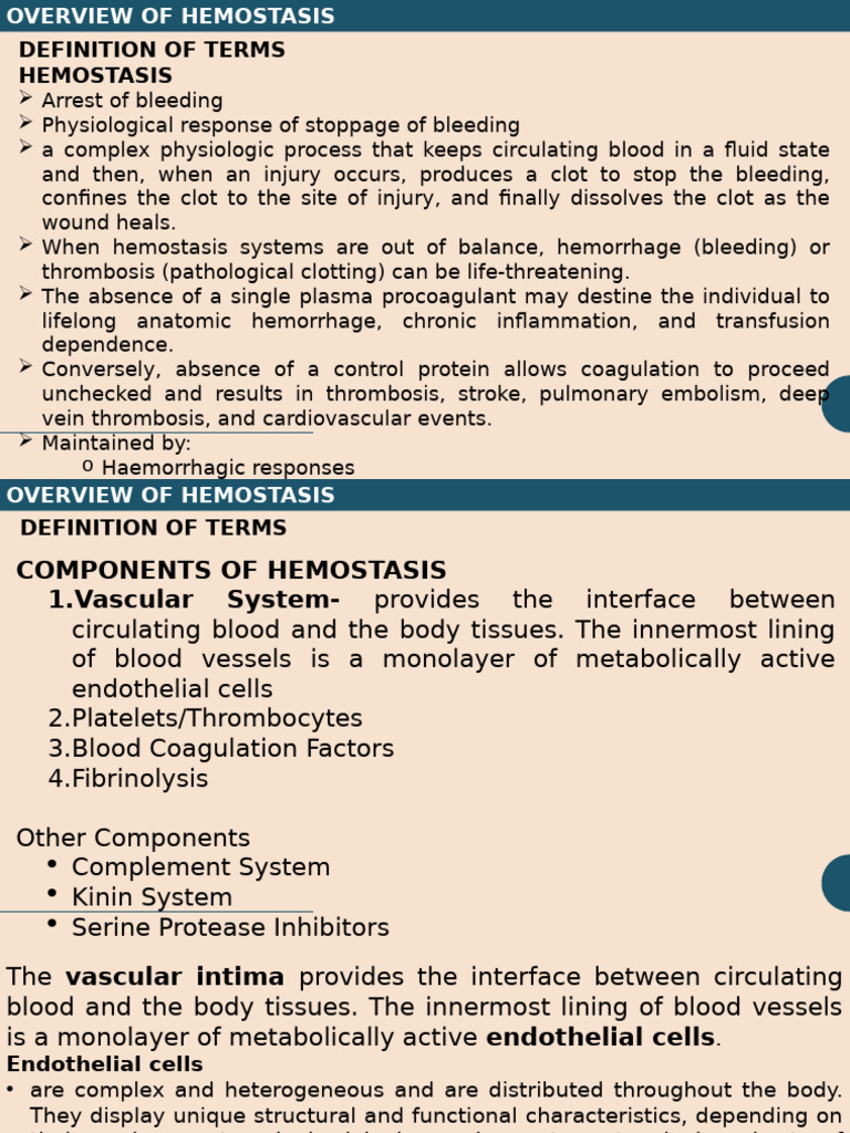 Week 2 Prelims - Hemostasis | PDF | Artery | Coagulation