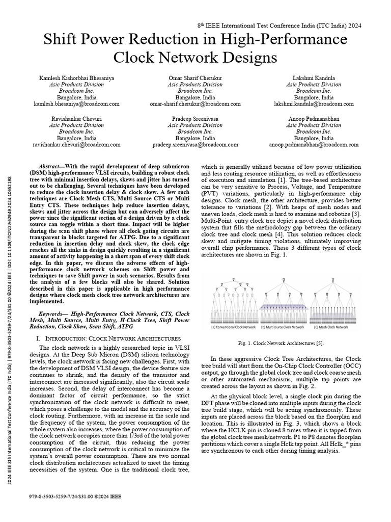 Shift Power Reduction in Clock Networks | PDF | Digital Electronics ...