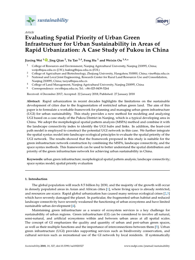 Evaluating Spatial Priority of Urban Green Infrastructure For Urban ...