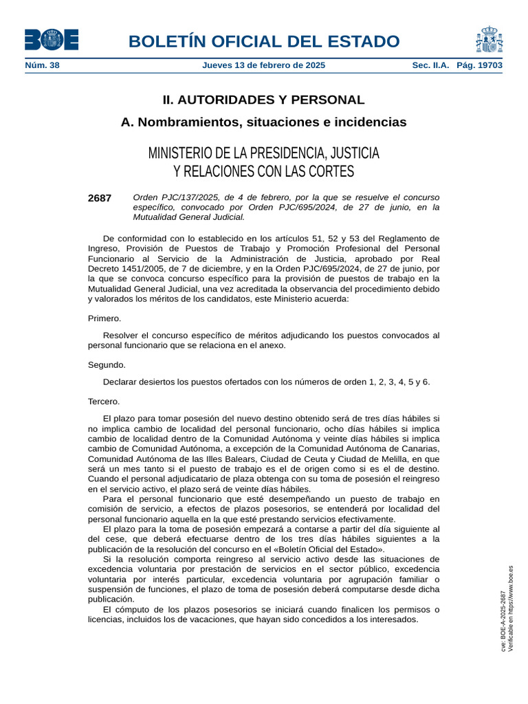 Boe A 2025 2687 | PDF | Gobierno