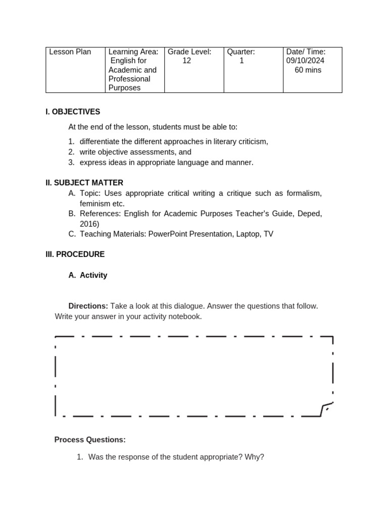 Eapp Lesson Plan Sept 10 - 050127 | PDF | Bias | Feminism