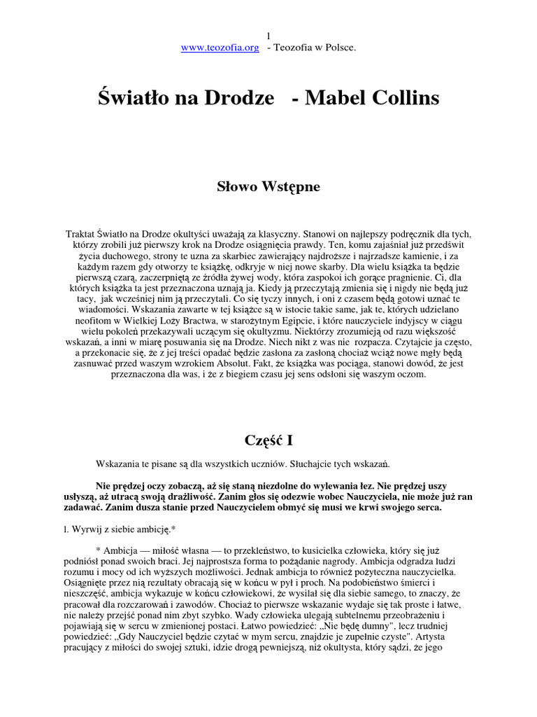 Mabel Collins - Światło Na Drodze | PDF