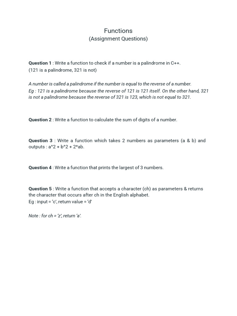 Functions Questions | PDF