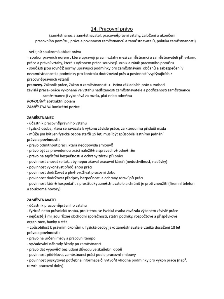 14. Pracovní právo | PDF