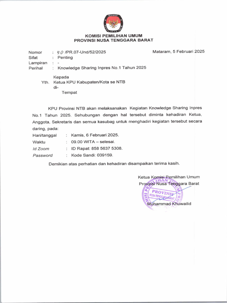 50 Undangan Sharing Inpres No 1 | PDF