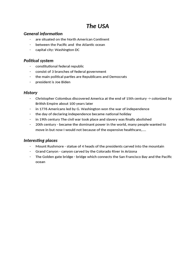 Usa - mturitni otazka | PDF