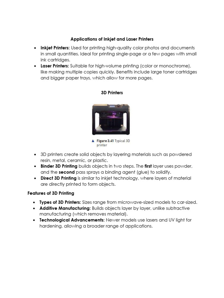 Inkjet vs. Laser Printer Applications | PDF | 3 D Printing | Oled