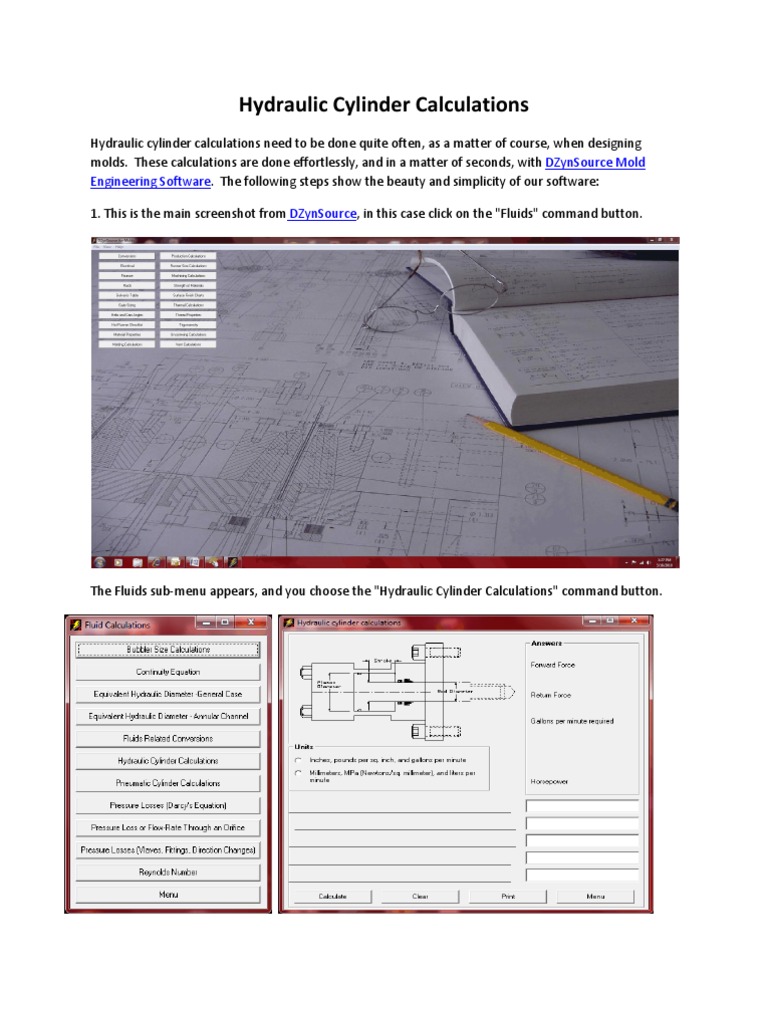 Hydraulic Cylinder Calculation Guide | PDF | Technology & Engineering