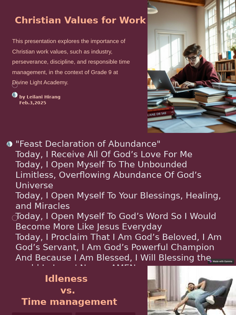 Christian Work Values for Students | PDF | Disciplines | Psychological ...