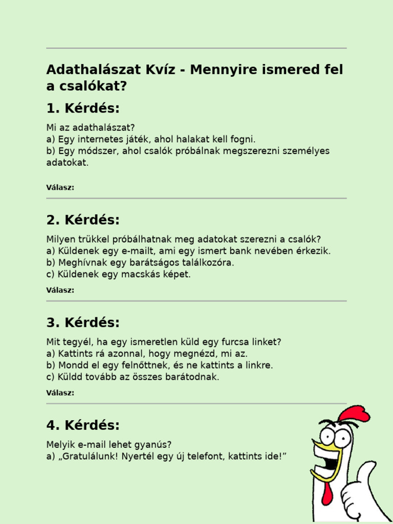 Adathalászat Kvíz | PDF