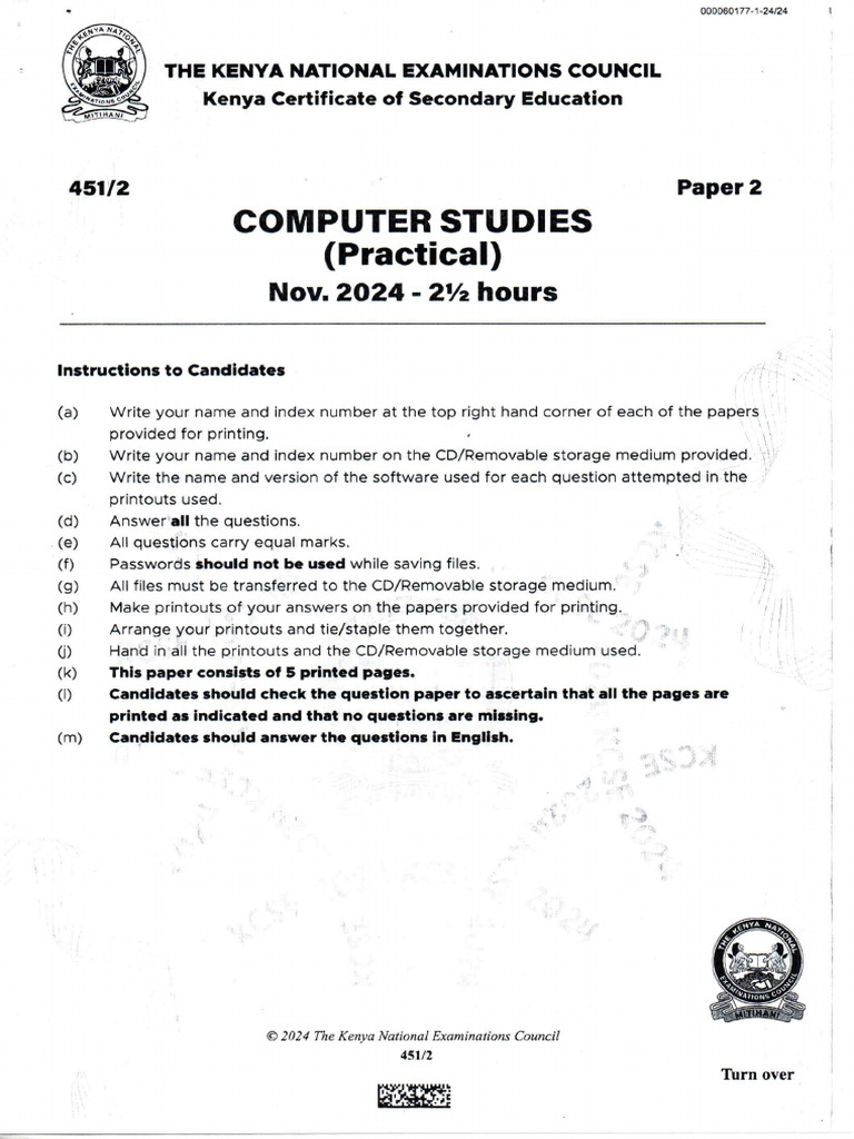 Kcse 2024 PP2 Q | PDF