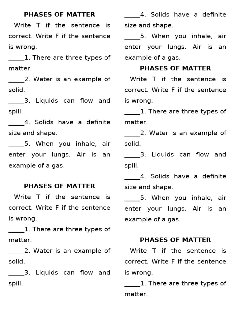 SW2-Phases of Matter | PDF