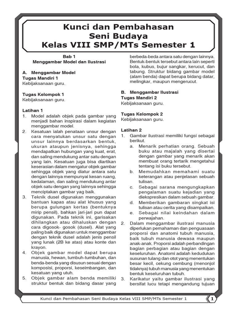 KUNCI SENI BUDAYA 8 SMT 1 | PDF