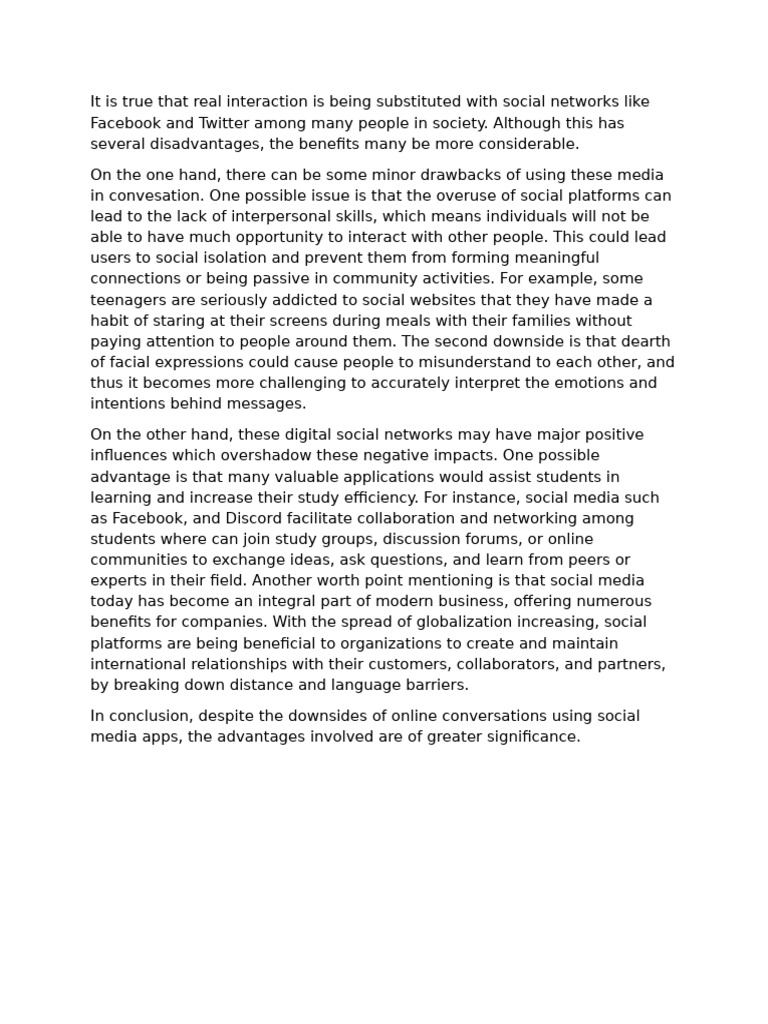 It Is True That Real Interaction Is Being Substituted With Social ...
