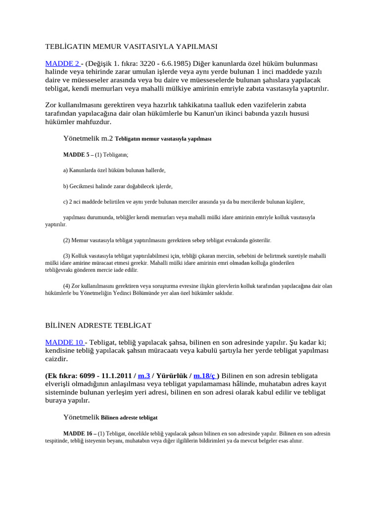 TEBLİGAT YÖNTEMLERİ Mevzuat | PDF