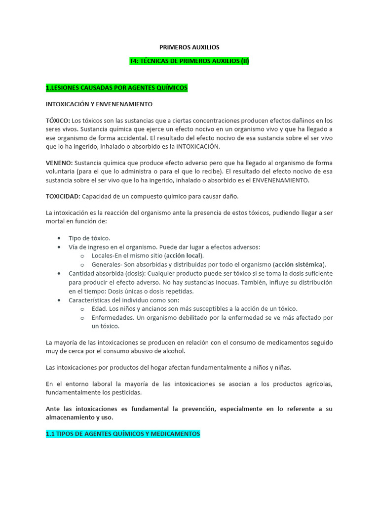 4-Primeros Auxilios | PDF | Parto | Toxicidad