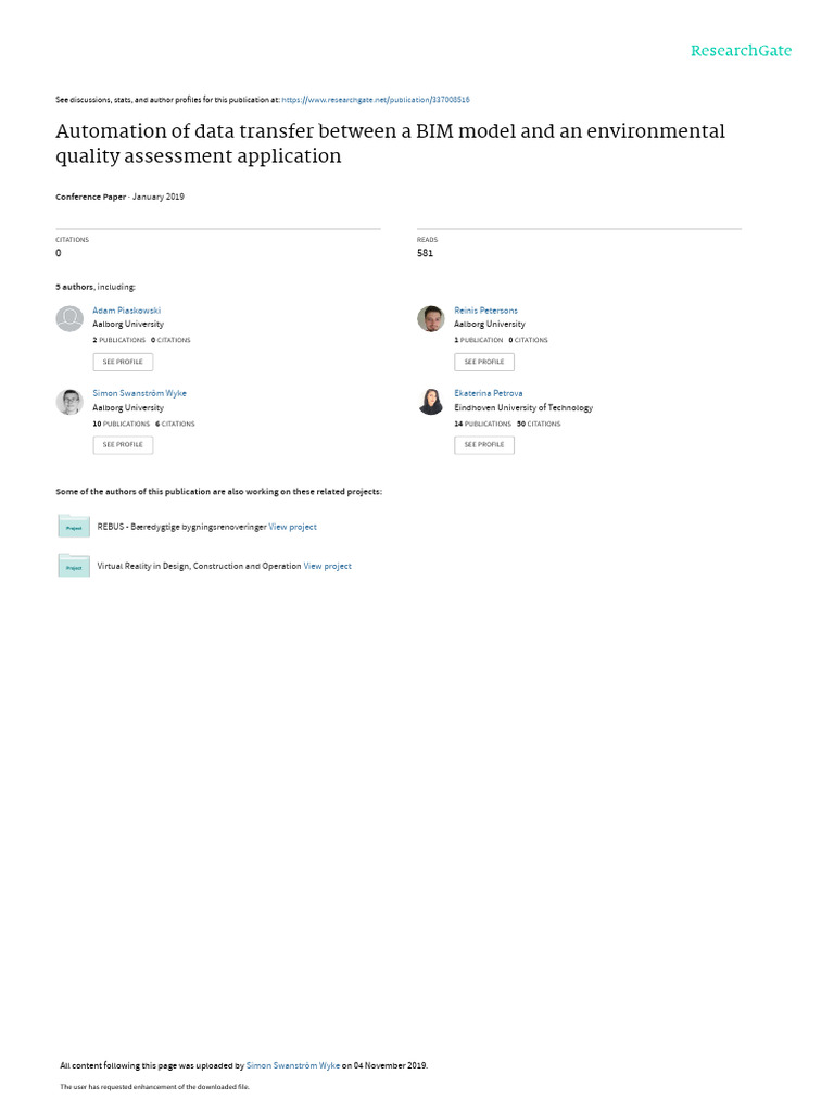 Automation of Data Transfer Between A BIM Model | PDF | Autodesk Revit ...