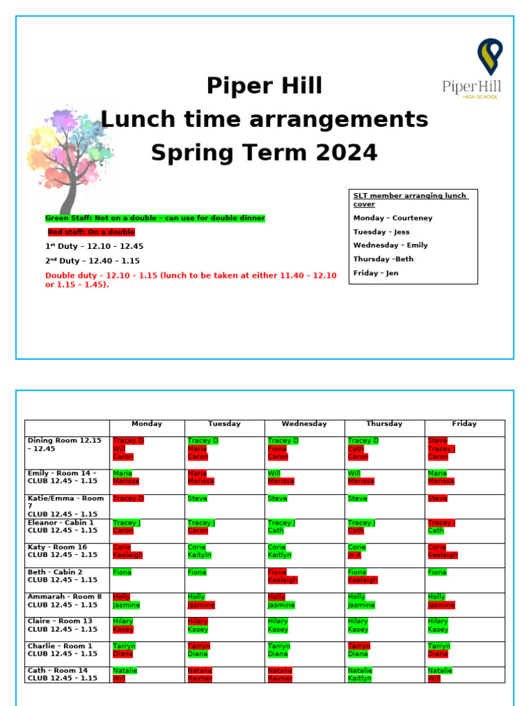 Lunch Rota 2024 2025 - Version 2 | PDF