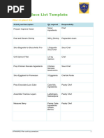 Mise en Place List Template Guide | PDF | Cooking | Cuisine
