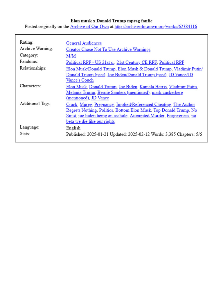 Trump and Musk: An MPreg Saga | PDF | Elon Musk