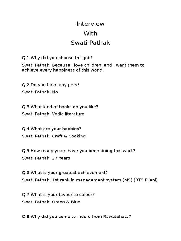 Interview With Swati Pathak | PDF