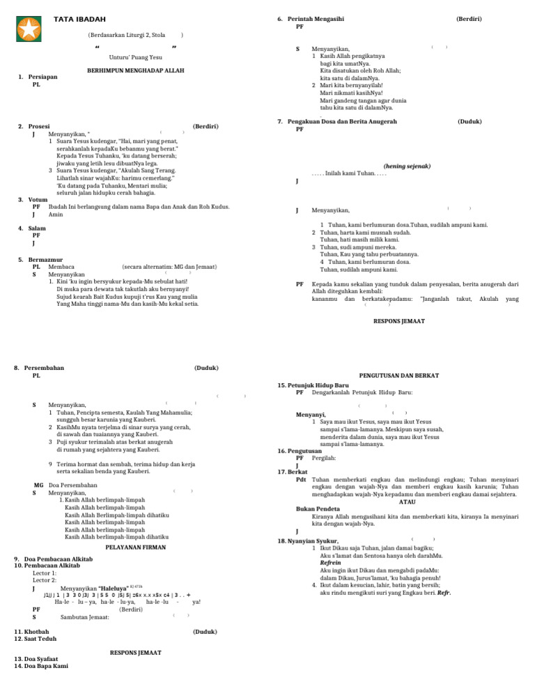 Tata Ibadah Minggu V Setelah Epifani | PDF