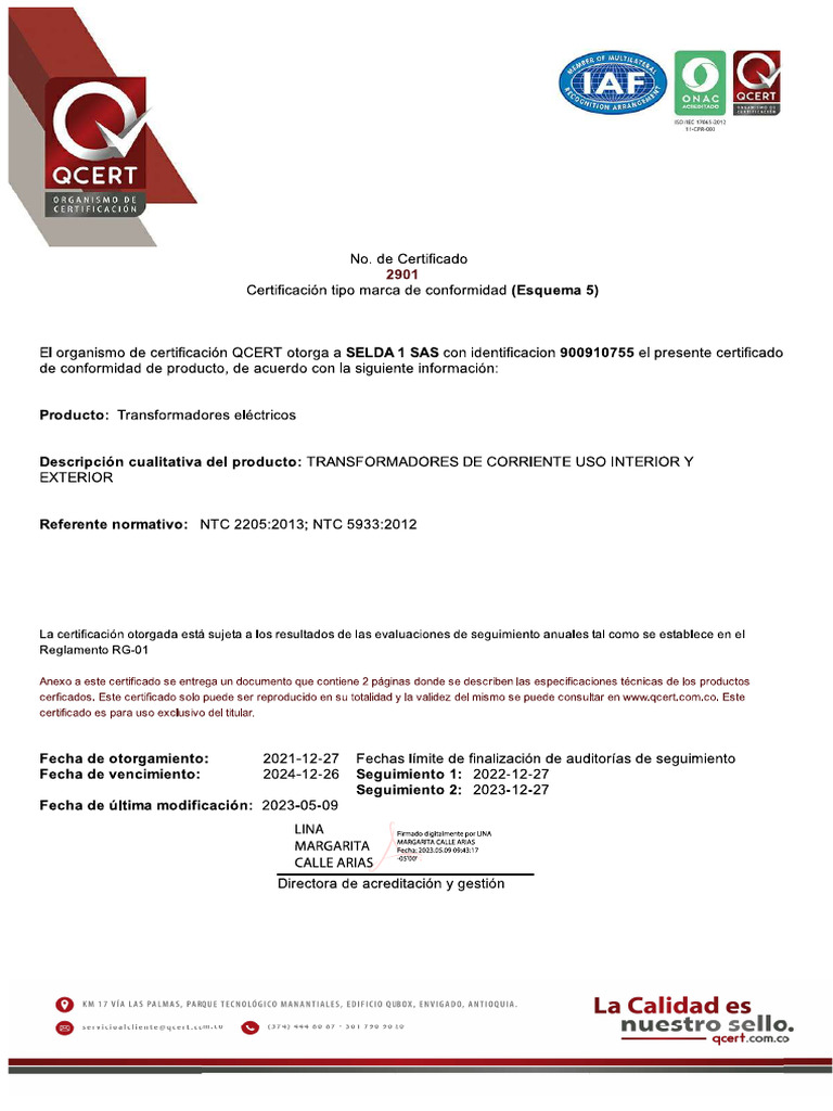 Certificado Retie Producto TCS | PDF