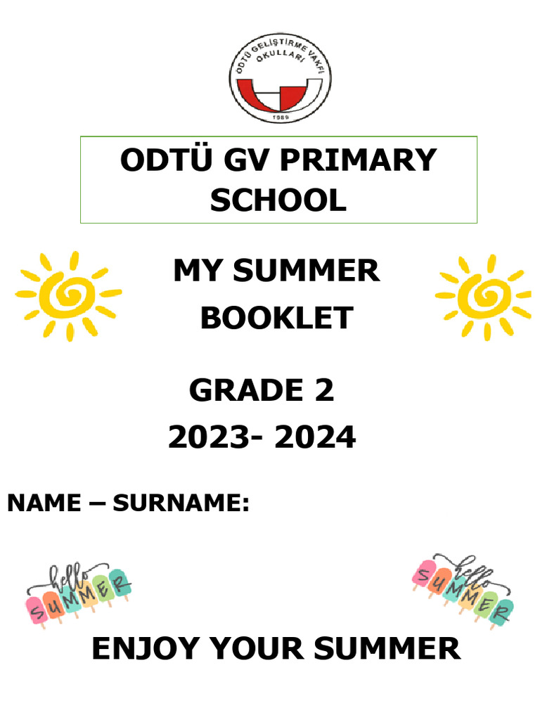 Summer Booklet 2023-2024 (Grade 2) | PDF