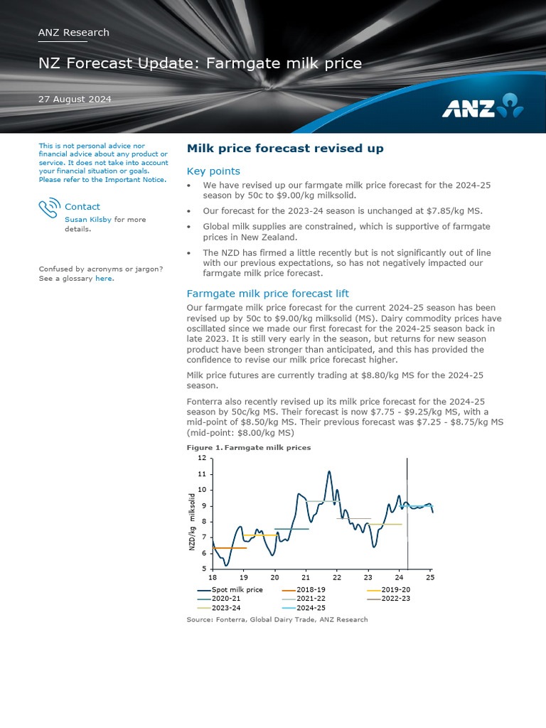 ANZ Farmgate Milk Price Update 20240827 | PDF | Legal Liability ...