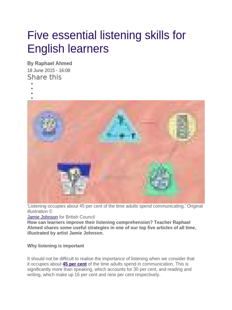 Five Essential Listening Skills For English Learners | PDF | Reading ...