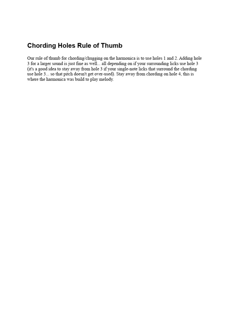 Chording Holes Rule of Thumb | PDF