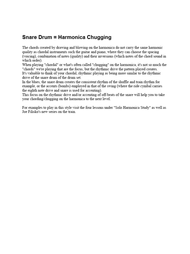 Snare Drum Harmonica Chugging | PDF
