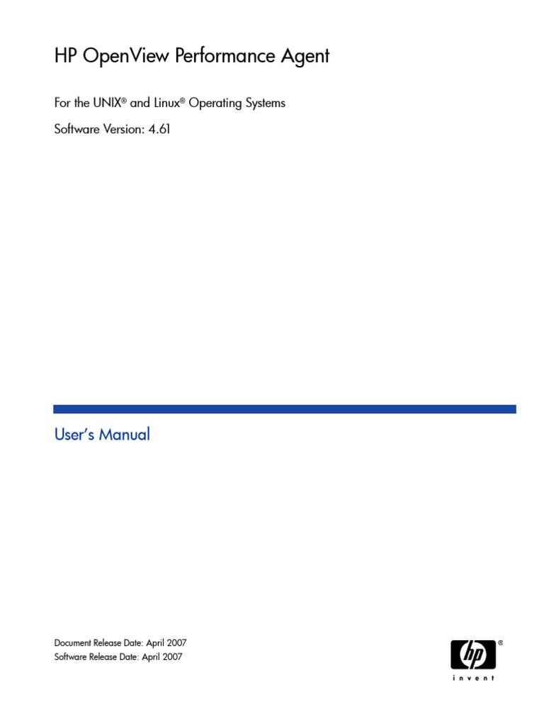 HP OpenView Performance Agent Manual | PDF | Computer File | Software