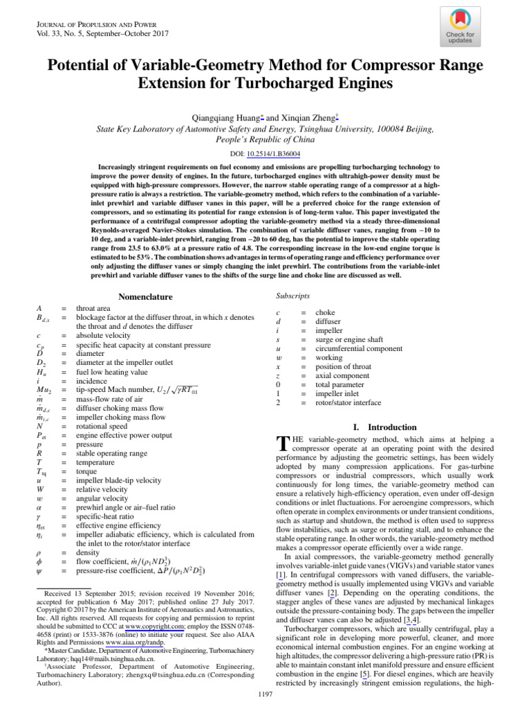 Potential of Variable-Geometry Method For Compressor Range Extension For Turbocharged Engines ...