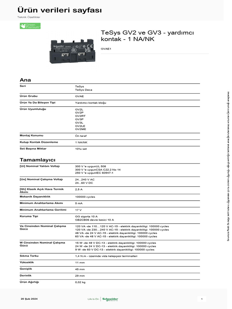 Schneider Electric - TeSys-Deca-Motor-Koruma-Şalteri-Çerçeve-2 - GVAE1 ...