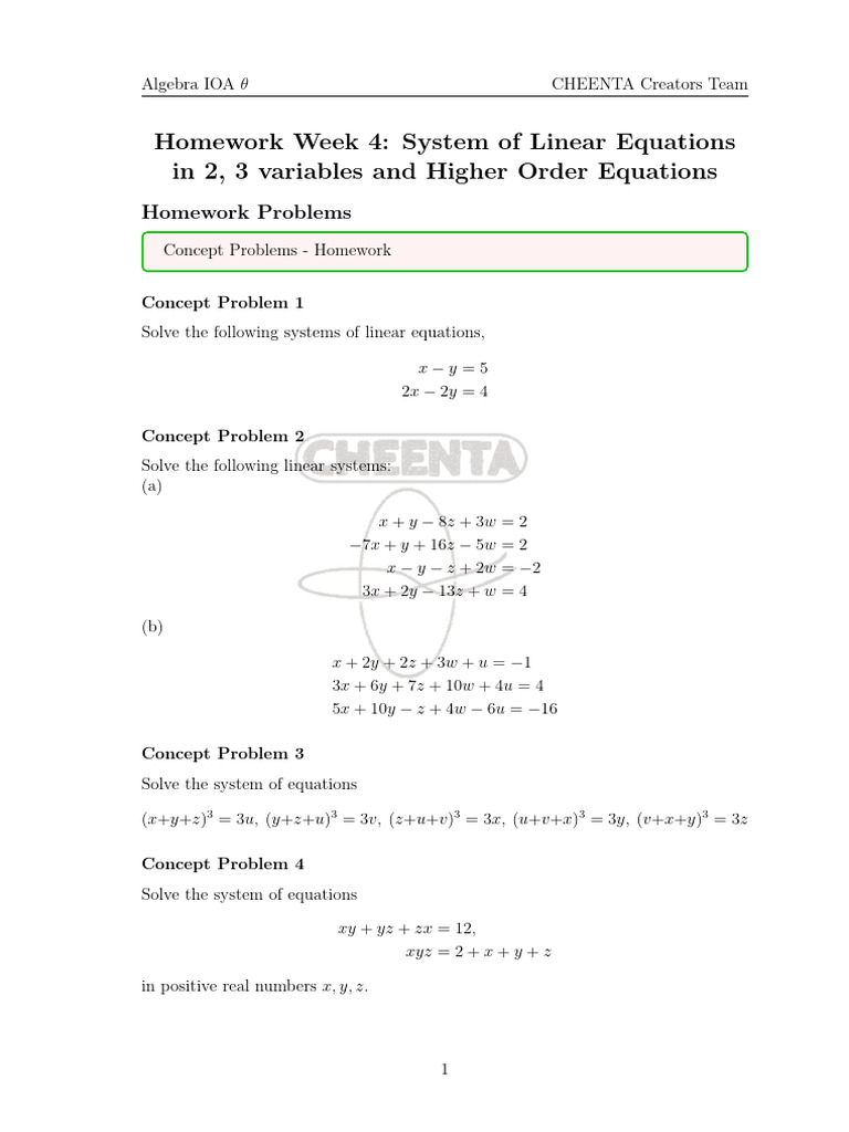 System of Linear Equations in 2, 3 variables; Matrices and Determinants | PDF | Equations ...