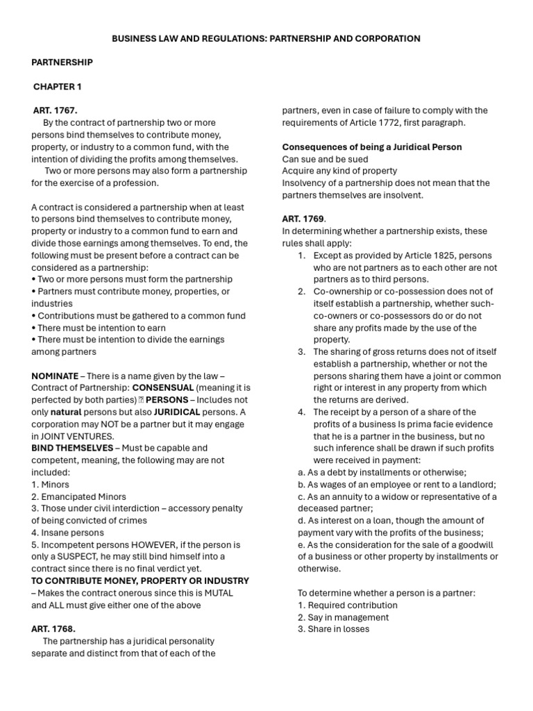 Business Law: Partnerships Explained | PDF | Partnership | Property