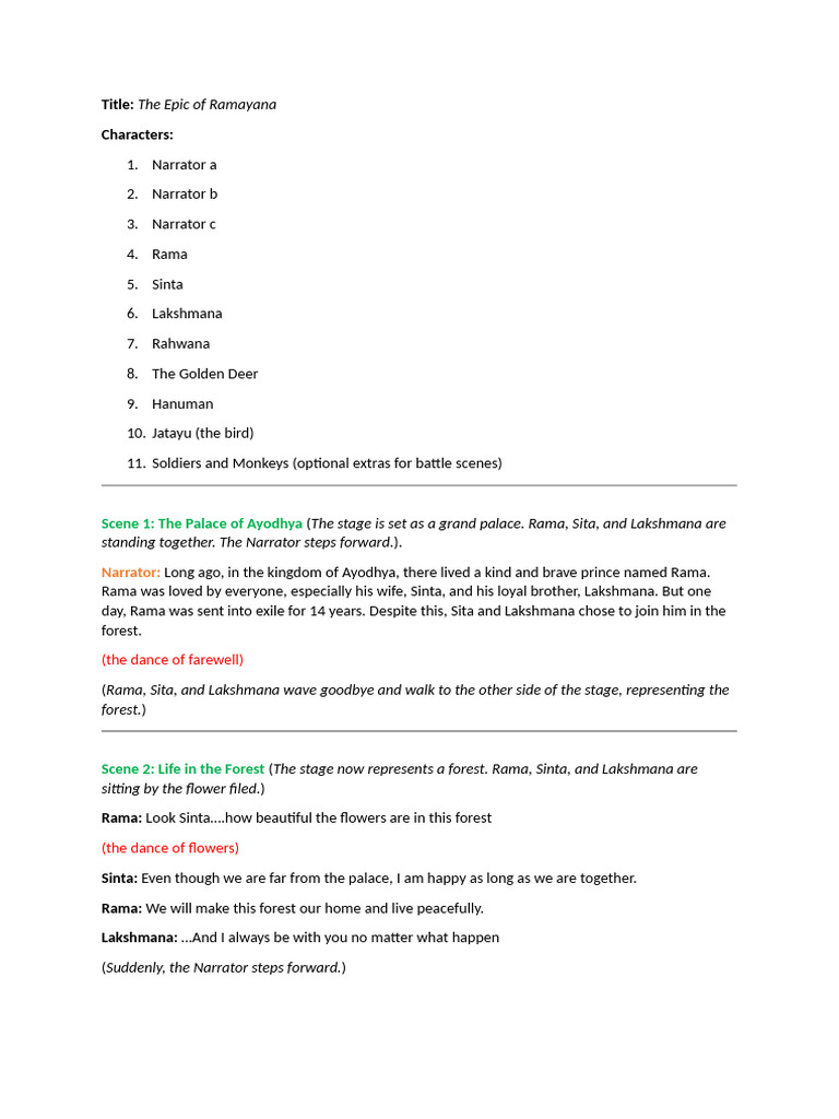 RAMAYANA SCRIPT 2025 | PDF | Rama | Sita