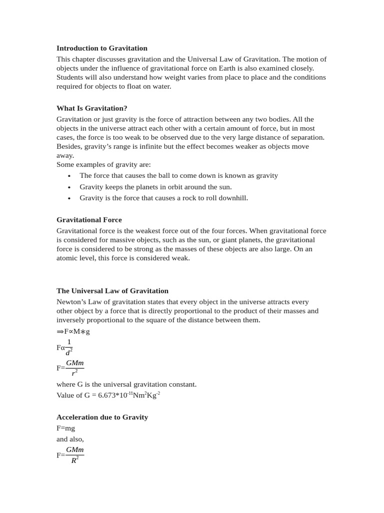 Understanding Gravitation and Its Effects | PDF | Gravity | Buoyancy
