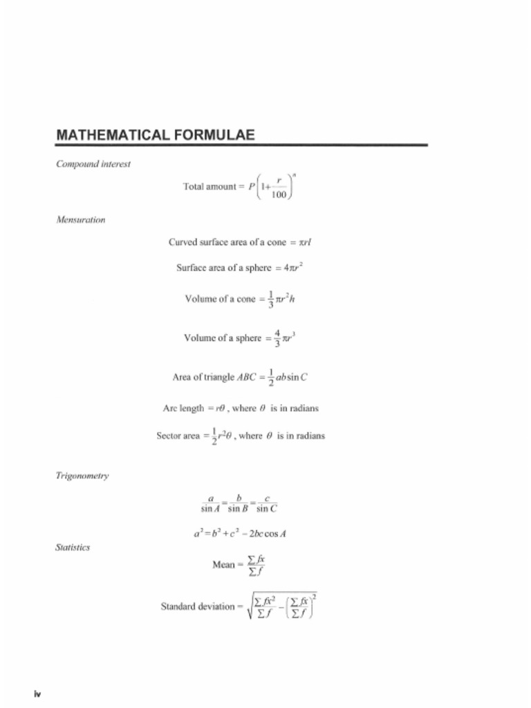 E-Maths Formula Sheet | PDF