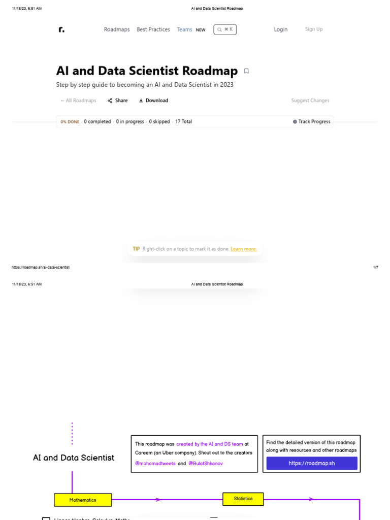 AI and Data Scientist Roadmap | PDF | Statistics | Artificial Intelligence