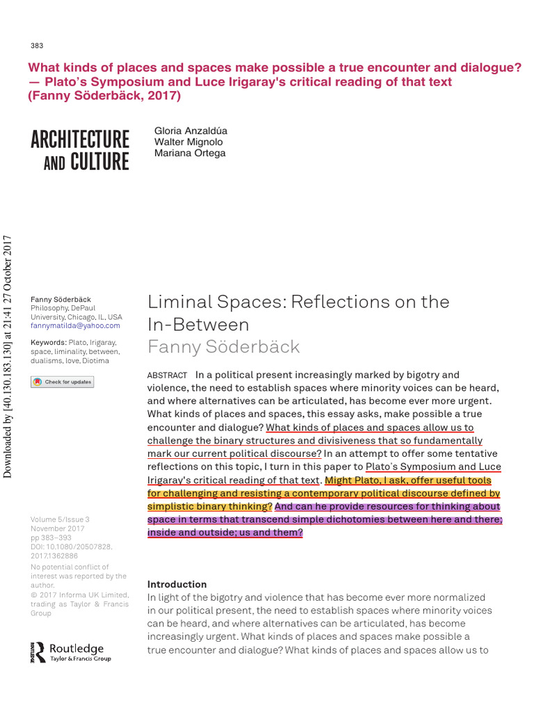 Architecture Culture: Liminal Spaces: Reflections On The In-Between | PDF