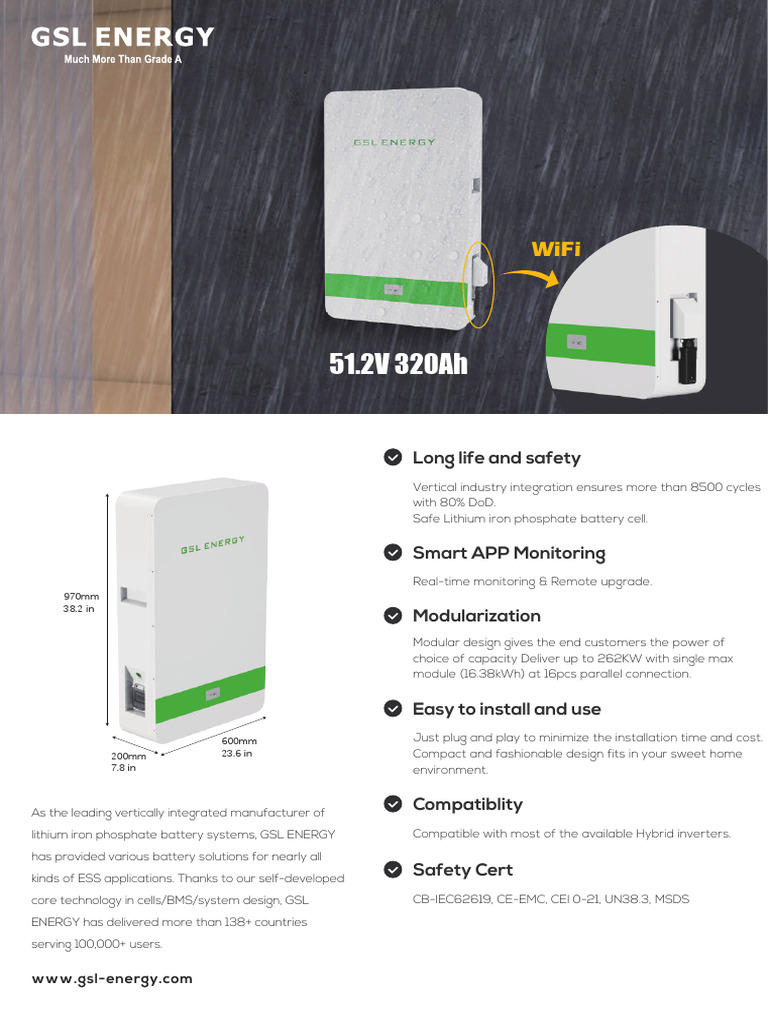 GSL 16kWh Battery System Manual | PDF | Electric Power | Electricity