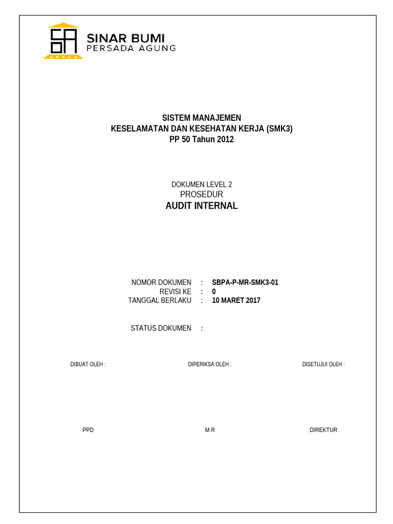 Prosedur Audit Internal SMK3 2012 | PDF