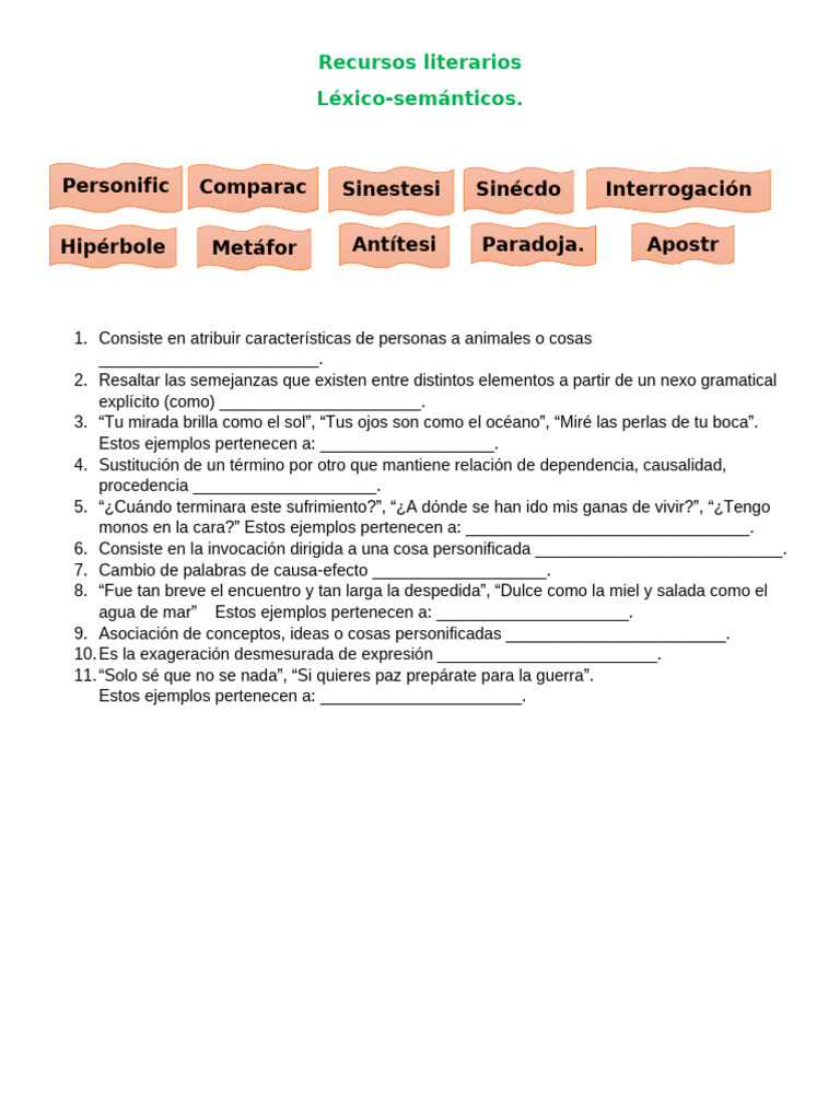 Recursos léxico-semánticos en literatura | PDF