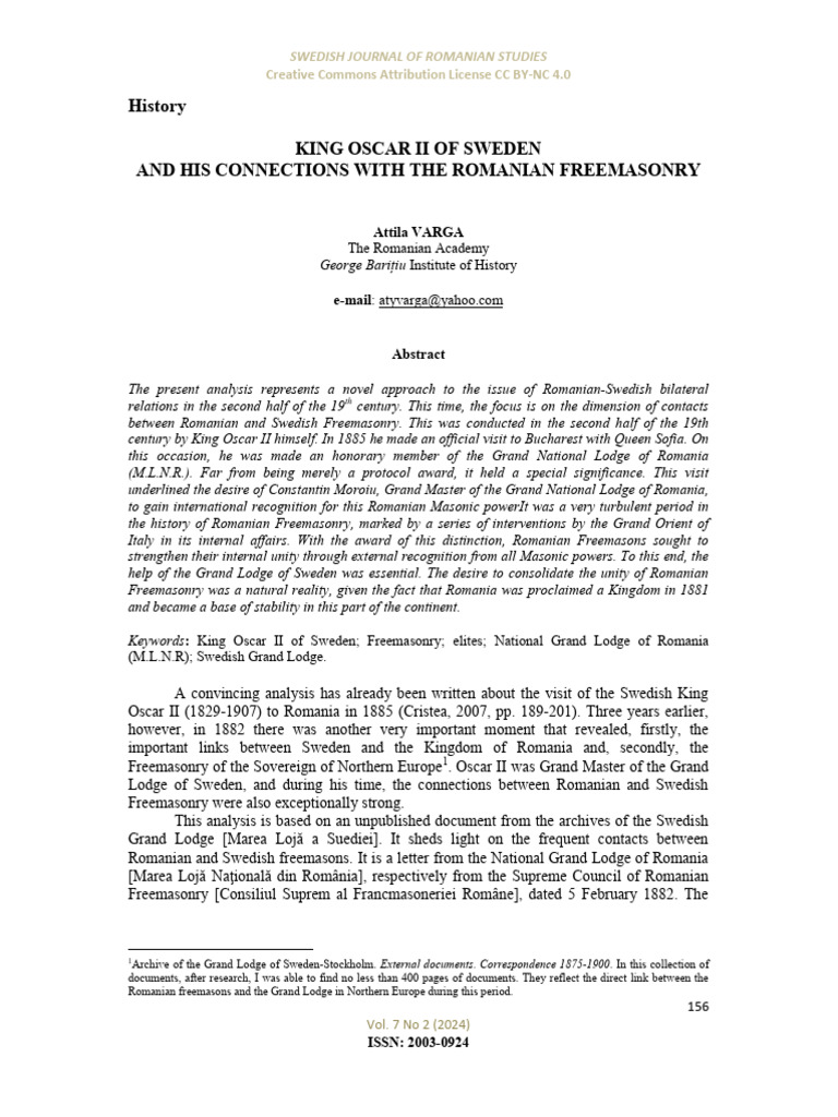 King Oscar II and Romanian Freemasonry | PDF | Freemasonry | Western ...