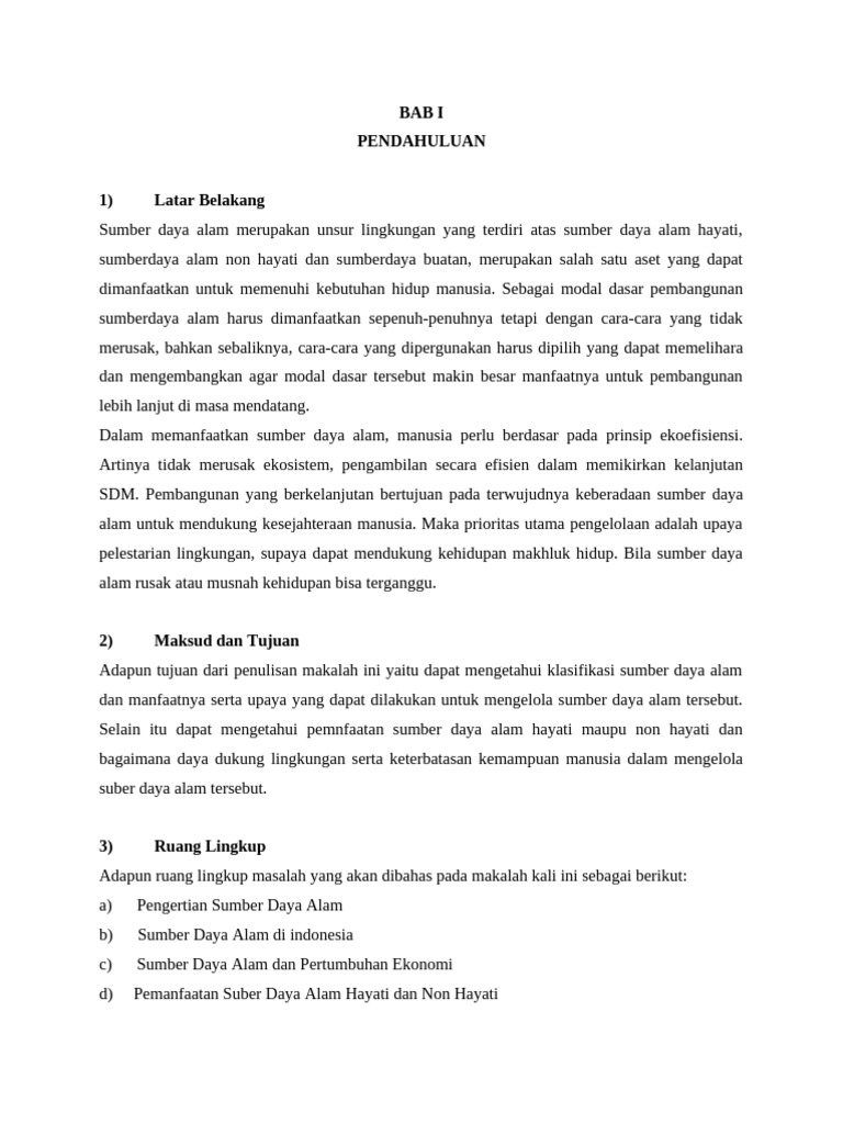 Makalah Sumber Daya Alam | PDF