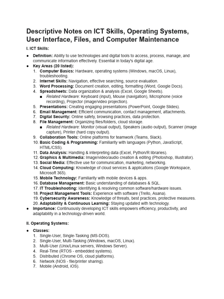 ICT Skills and Computer Maintenance Guide | PDF | Graphical User ...