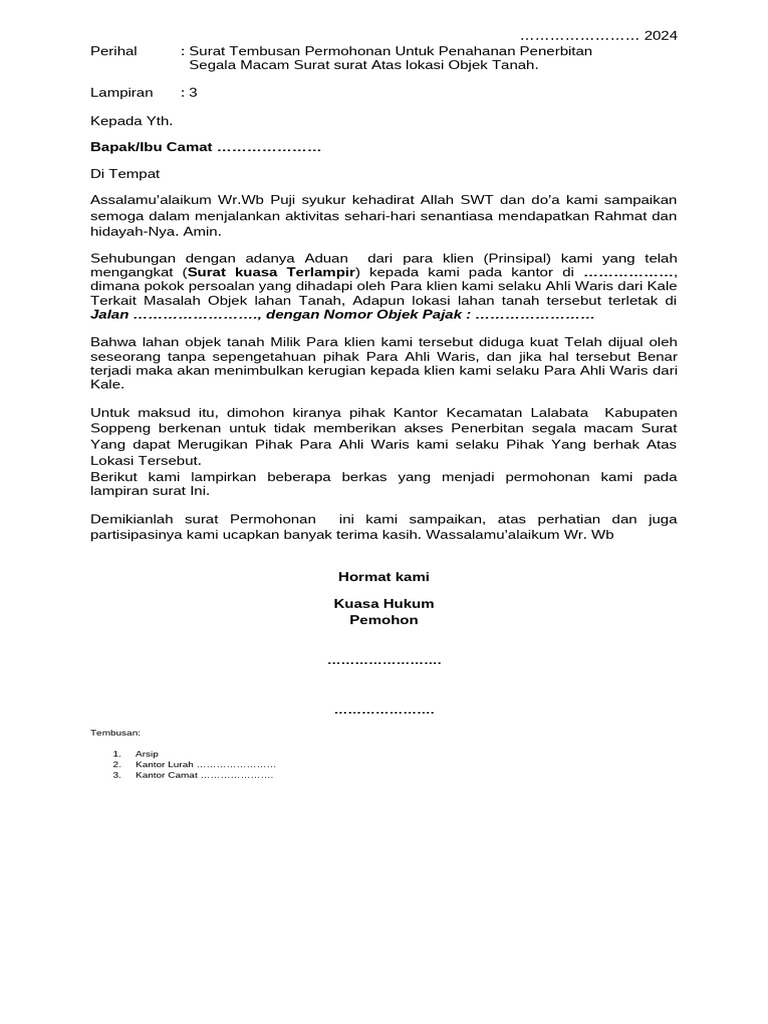 Surat Tembusan Permohonan Penahanan | PDF