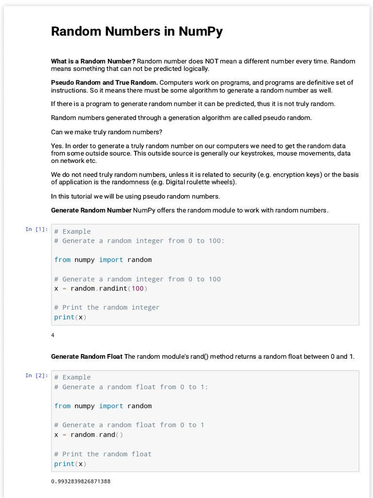 Random Numpy | PDF | Probability Distribution | Parameter (Computer ... Random Numpy | PDF | Probability Distribution | Parameter (Computer ...